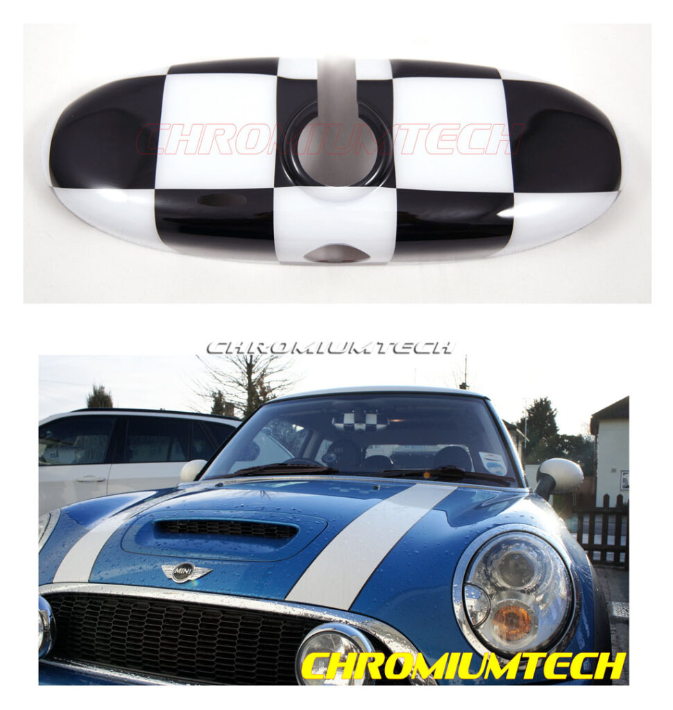 Chromiumtech 04+ MINI Interior Rear View Mirror Cover (Chequered) – for ...